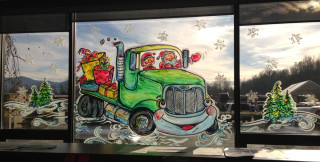Santa & Elf Window Paintings - Graphic Garden Design Studio