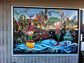 Santa & Elf Window Paintings - Graphic Garden Design Studio