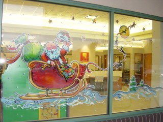 Santa & Elf Window Paintings - Graphic Garden Design Studio