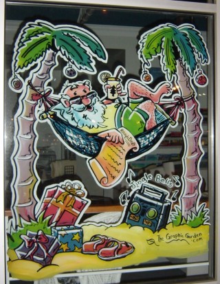 Santa & Elf Window Paintings - Graphic Garden Design Studio
